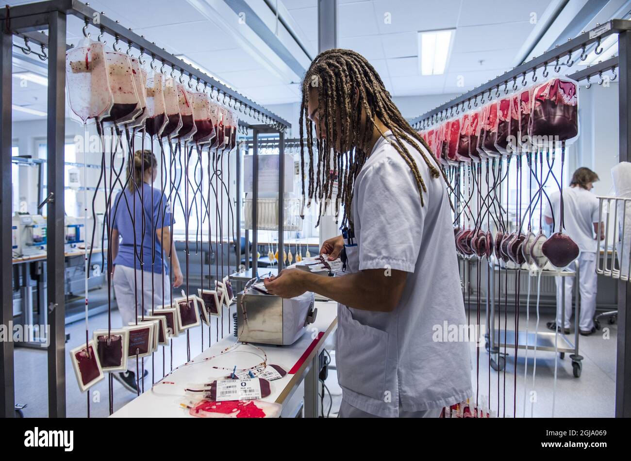 STOCKHOLM 20160406 la banque de sang de l'hôpital universitaire de ...