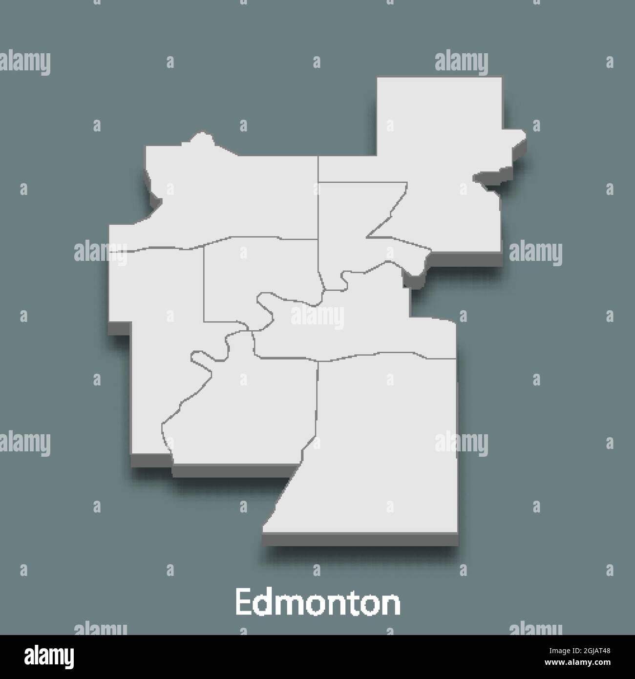 La carte isométrique 3d d'Edmonton est une ville du Canada ...