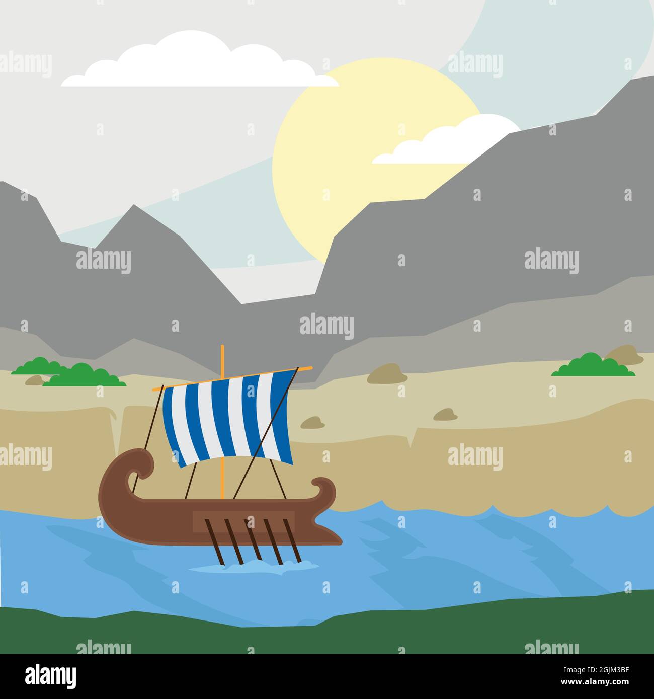Paysage marin grec Banque d'images vectorielles - Alamy