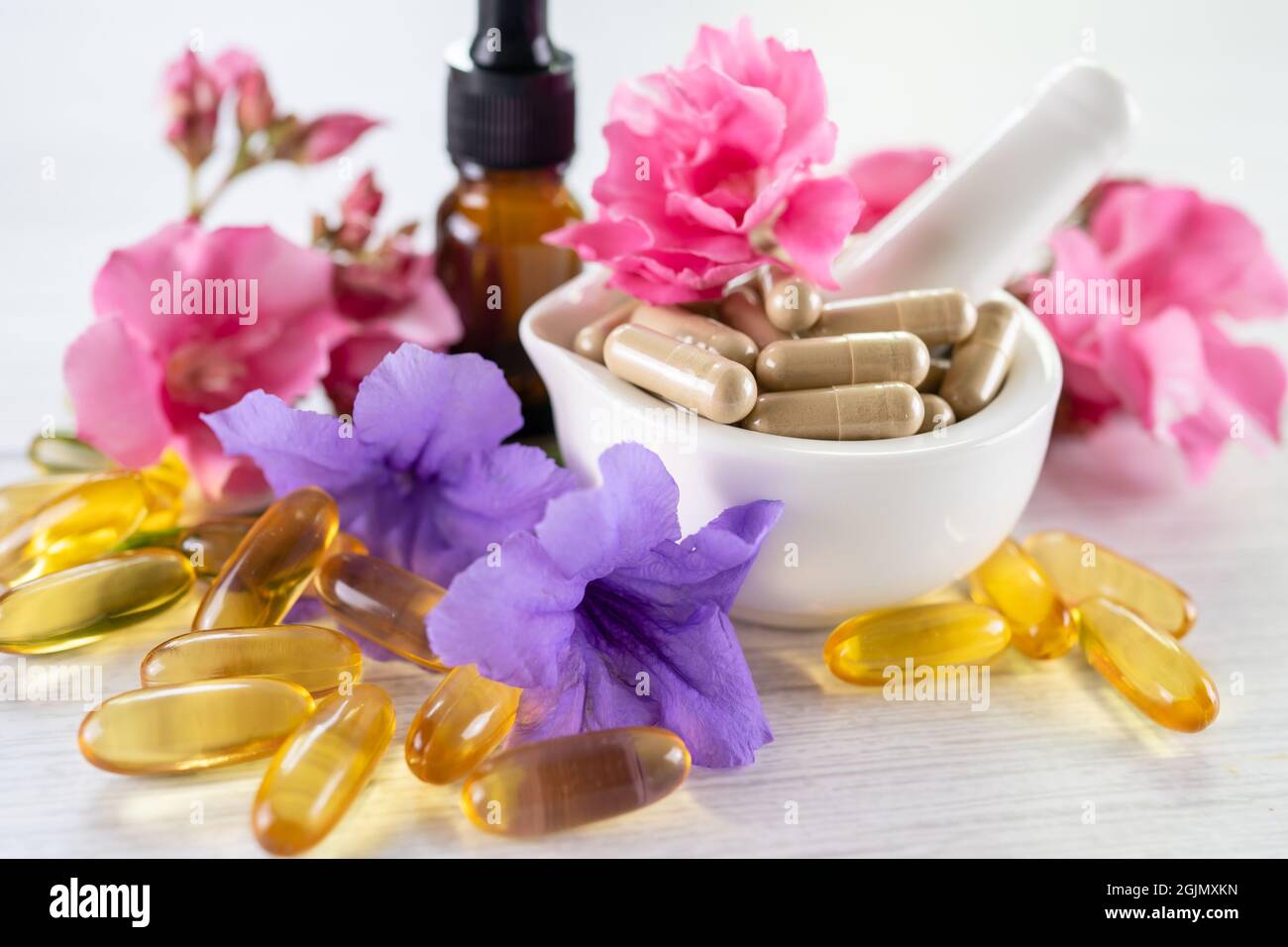 Médecine alternative capsule organique à base de plantes avec vitamine ...