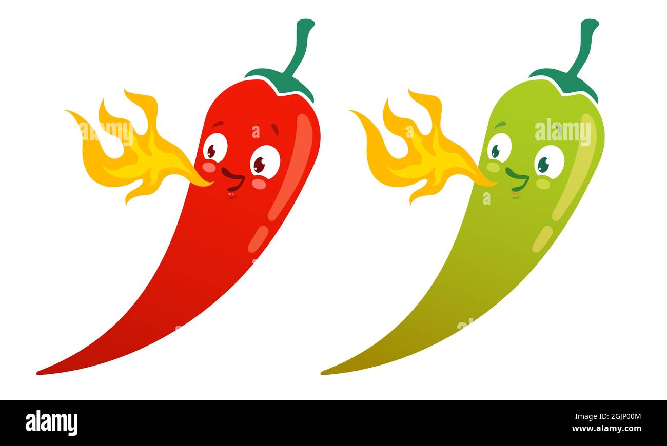 Illustration vectorielle d'un piments épicés avec une flamme. Piment ...