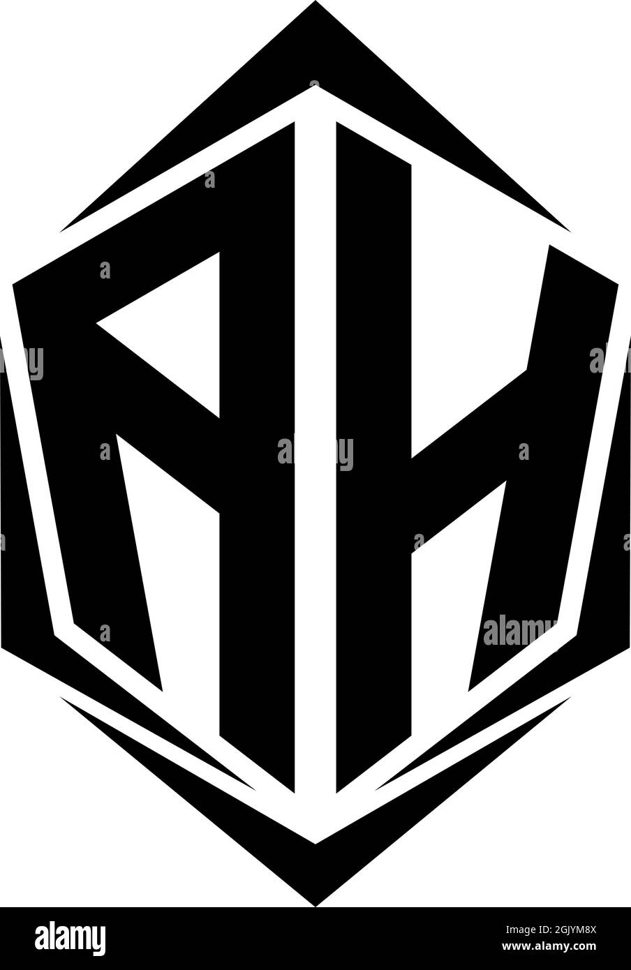 Design initial du logo AH, design initial du logo AH avec style Shield ...