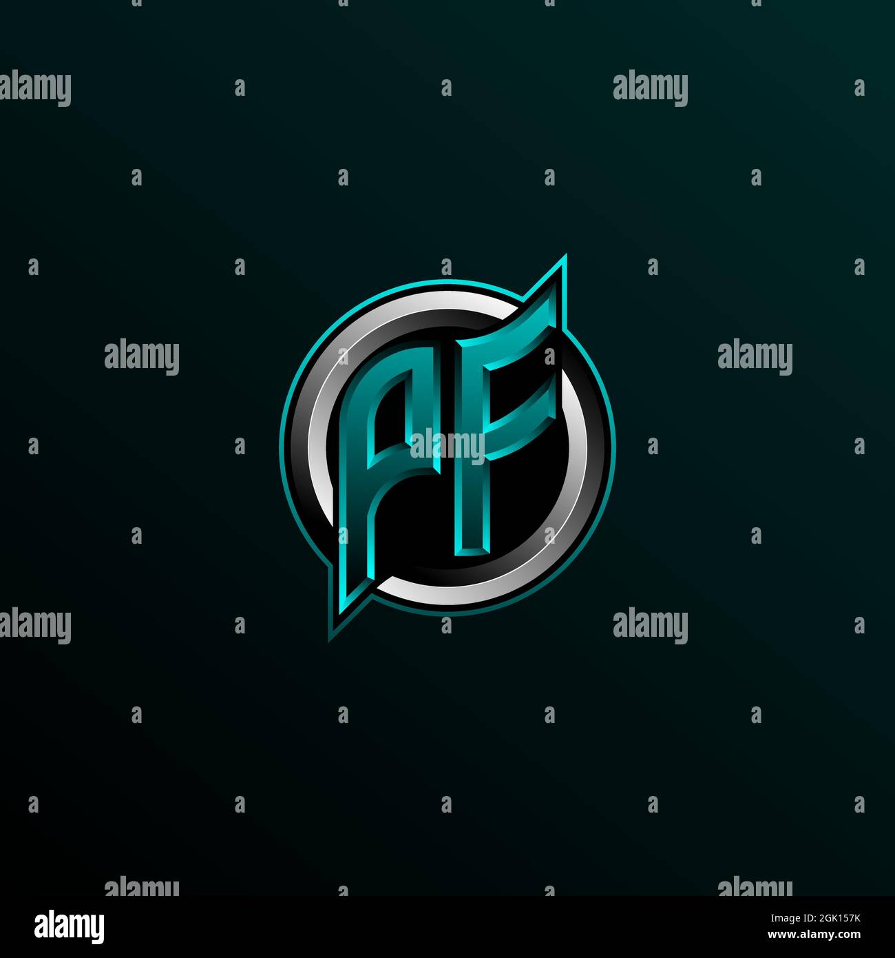 Logo PF initial, logo PF initial avec style Circle, logo pour jeu ...