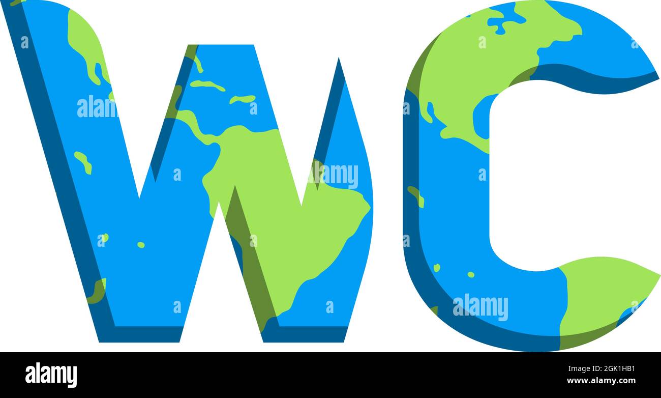 Conception initiale du logo WC avec style World Map, marque de l ...