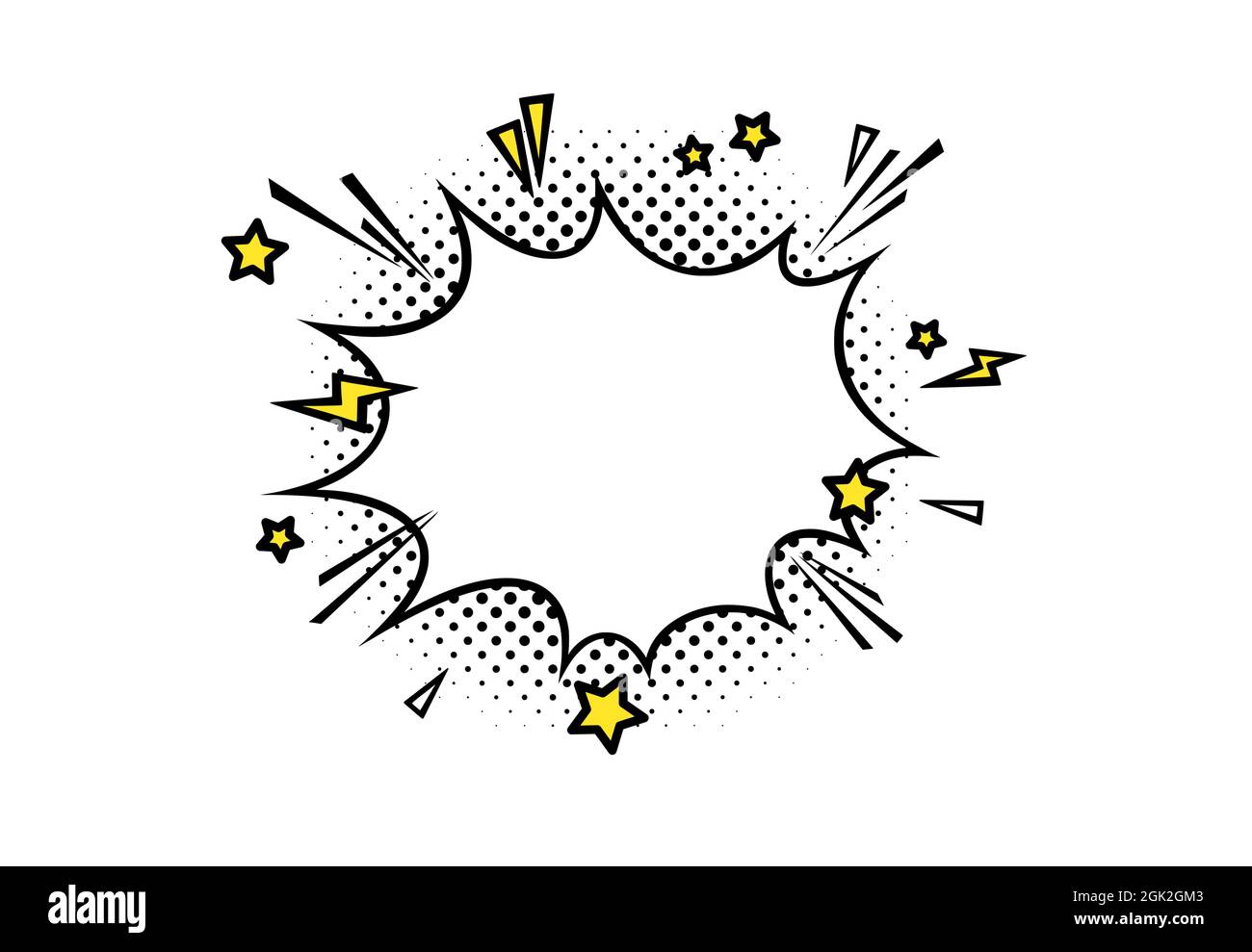 Bulle de discours de bande dessinée avec des éclairs, des étoiles et ...