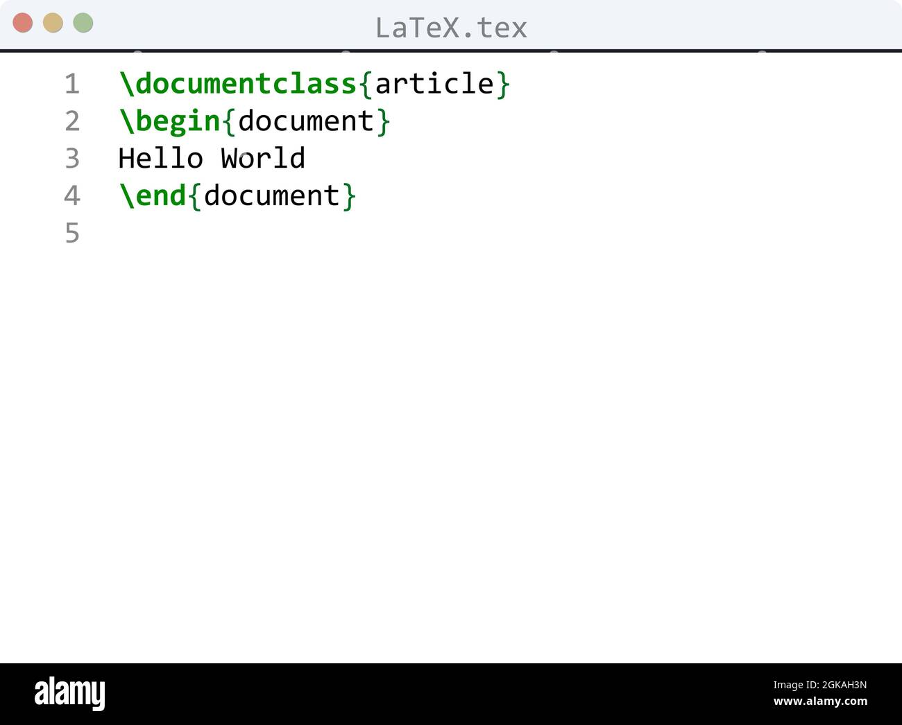 Exemple de programme Hello World en latex dans l'illustration de la ...