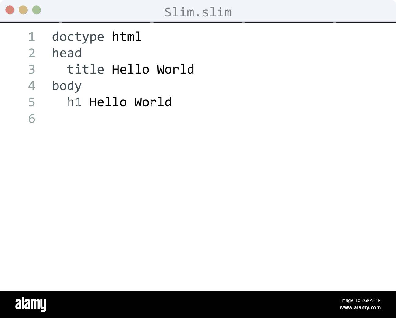 Exemple de programme Hello World en langage mince dans l'illustration ...
