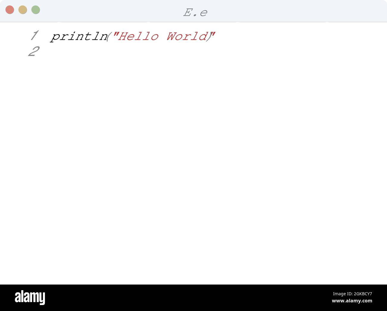 Exemple de programme Hello World en langue E dans l'illustration de la ...
