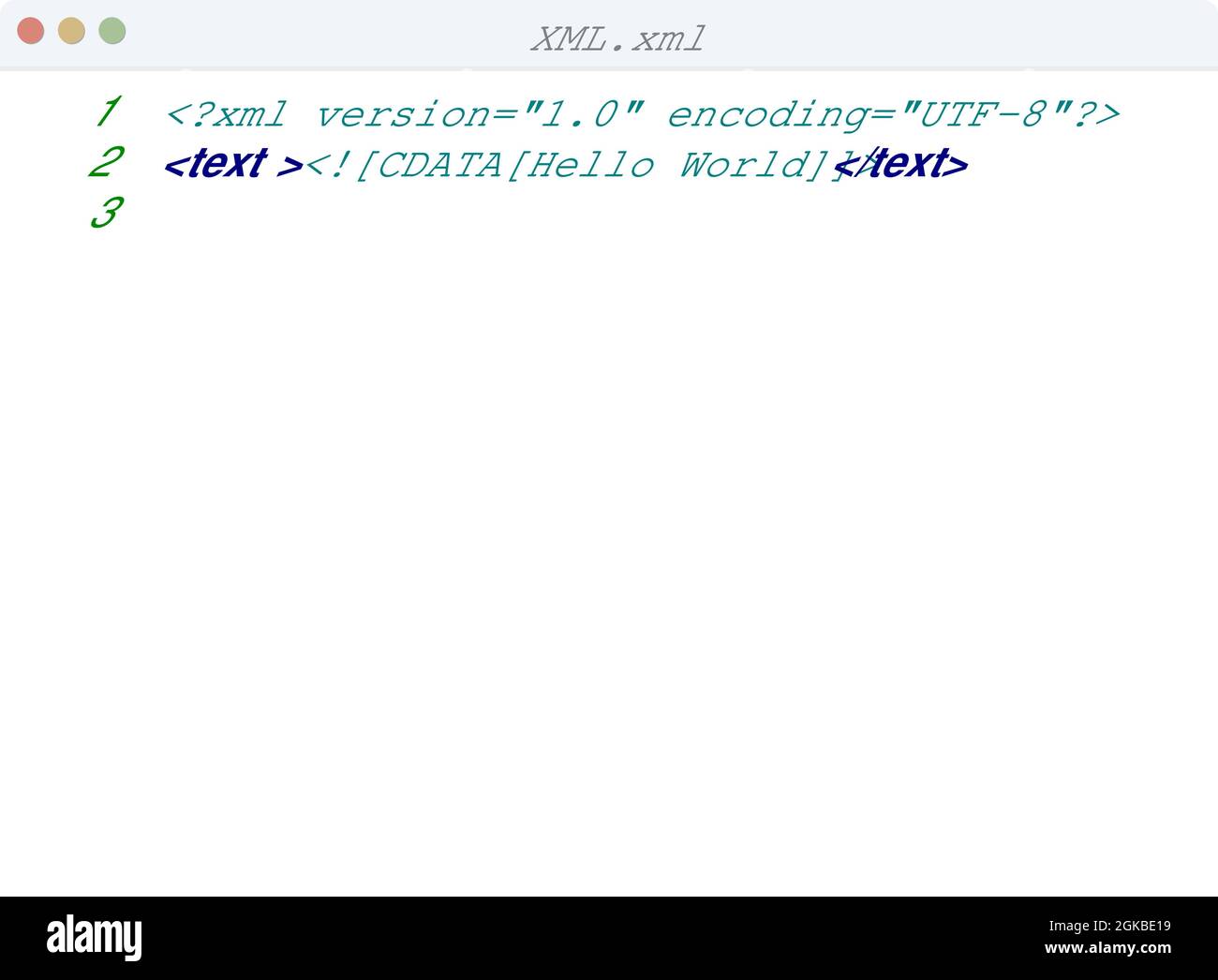 Exemple de programme Hello World en langage XML dans l'illustration de ...