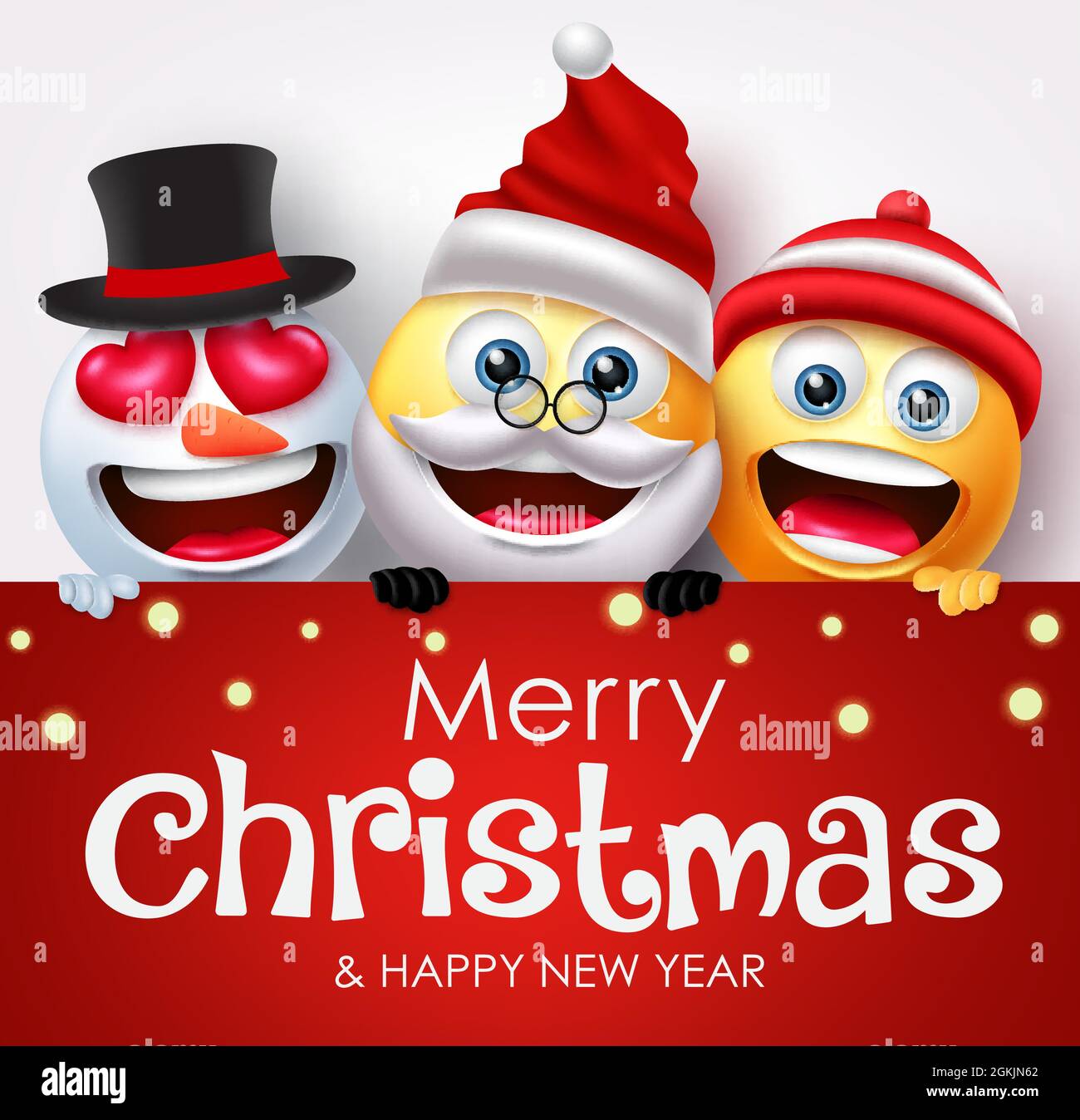 Modèle vectoriel de caractères Emoji de Noël. Message d'accueil Joyeux ...