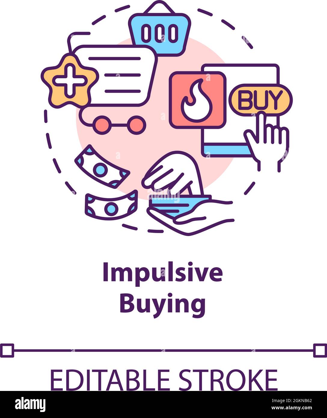 Icône de concept d'achat impulsif Image Vectorielle Stock - Alamy