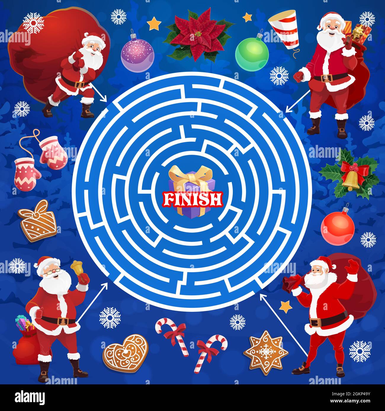 Enfants Noël labyrinthe labyrinthe labyrinthe avec caractère de Santa ...