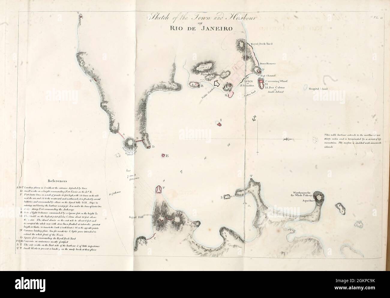 Croquis de la ville et du Port de Rio-Janeiro [Rio de Janeiro, Brésil] du livre Voyage à la ...