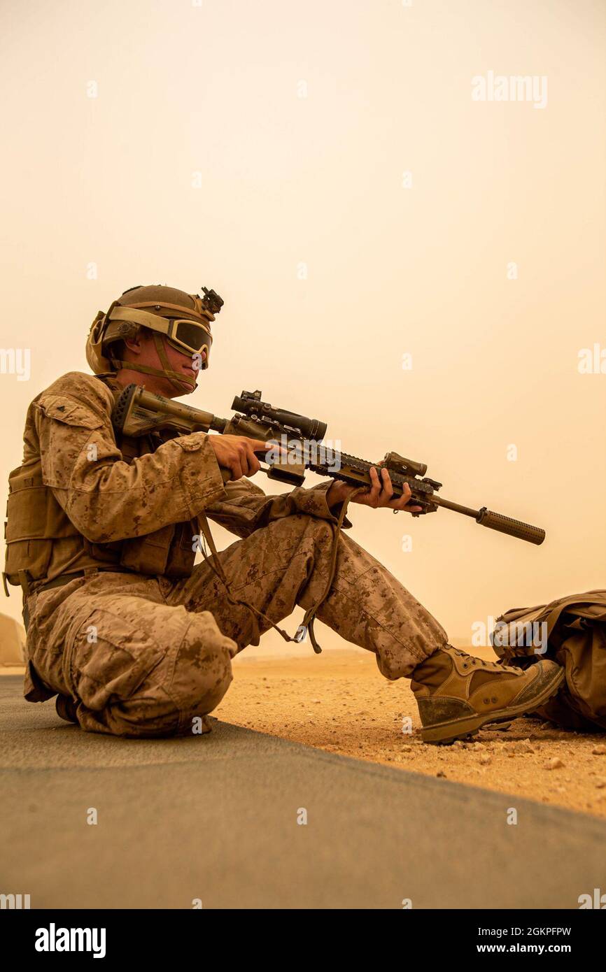 Une Marine américaine, avec le 2e Bataillon, 1er Régiment de Marine ...