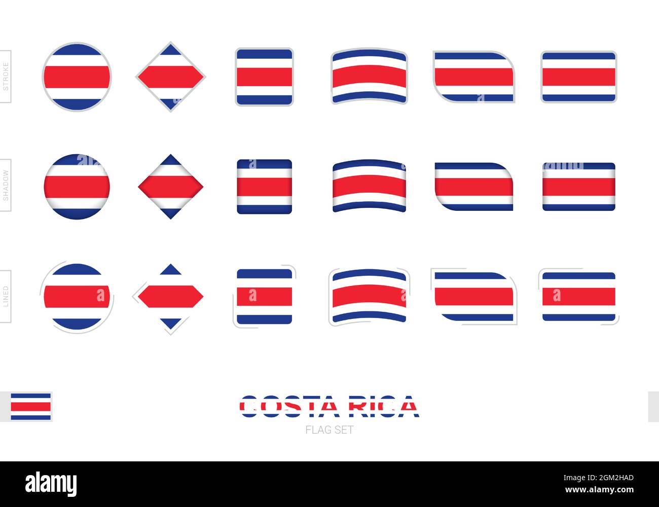 Drapeau du Costa Rica ensemble, drapeaux simples du Costa Rica avec trois effets différents ...