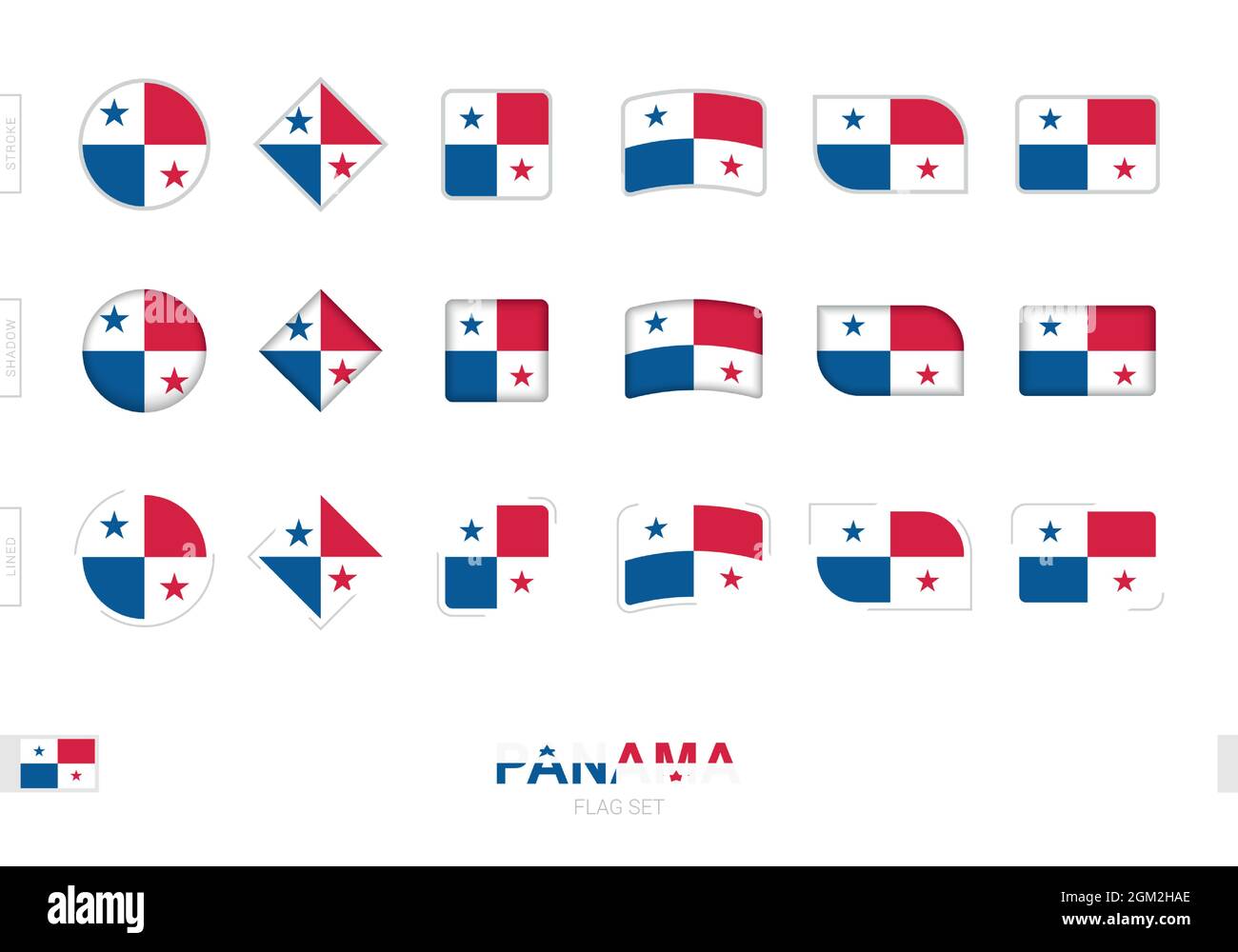 Drapeau Panama ensemble, drapeaux simples de Panama avec trois effets ...