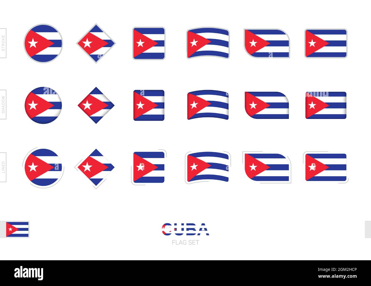 Drapeau de Cuba ensemble, drapeaux simples de Cuba avec trois effets ...