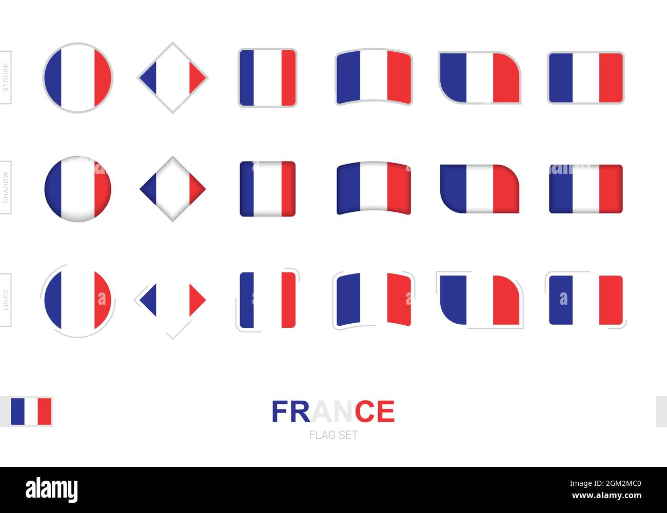 Ensemble de drapeaux de France, drapeaux simples de France avec trois ...