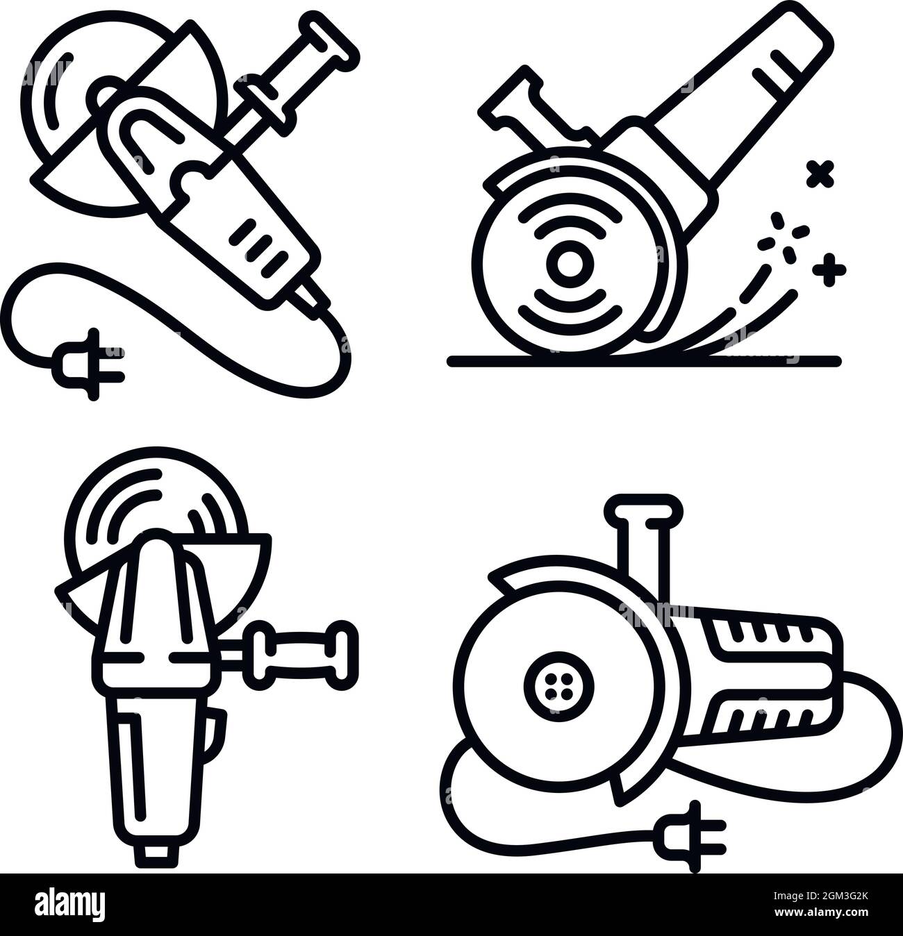 Jeu d'icônes de meuleuse d'angle. Ensemble de contours d'icônes ...