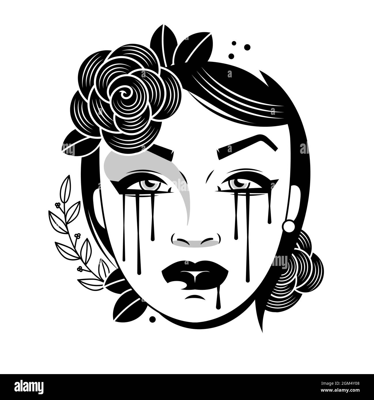 Illustration d'une femme qui pleure avec des larmes tombant sur son visage Image Vectorielle ...