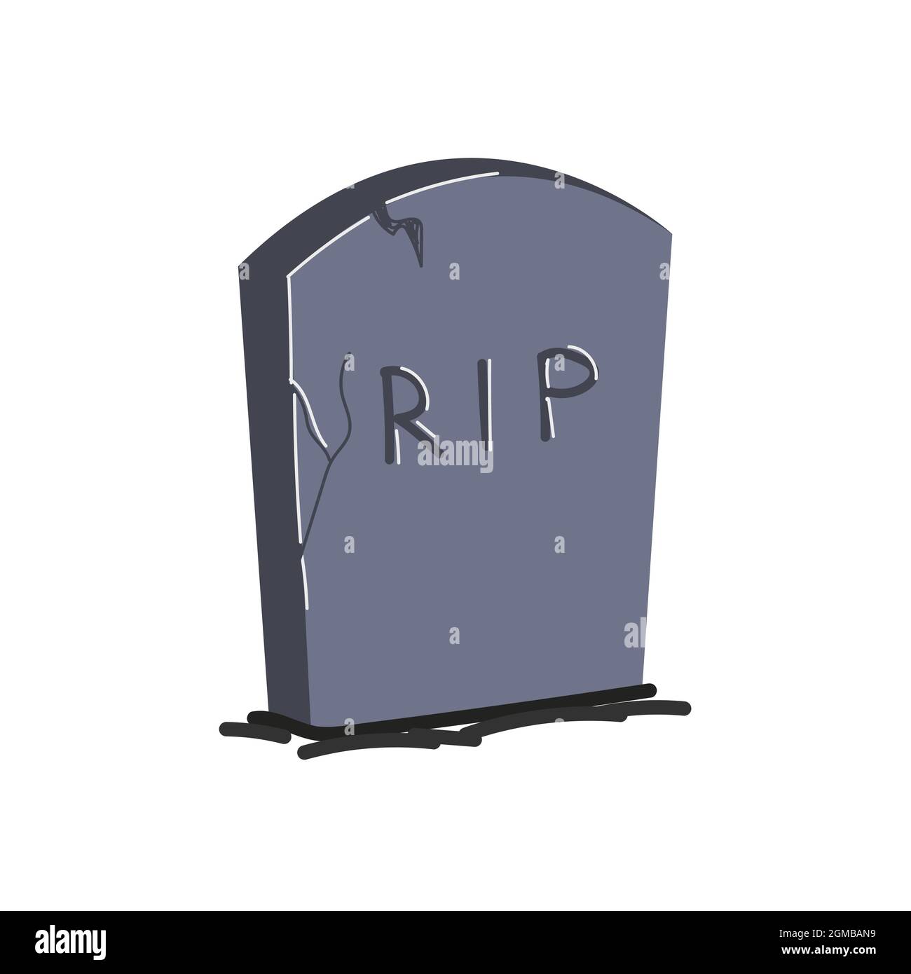 Dessin de pierre tombale isolée. Monument gris sur la tombe de RIP ...