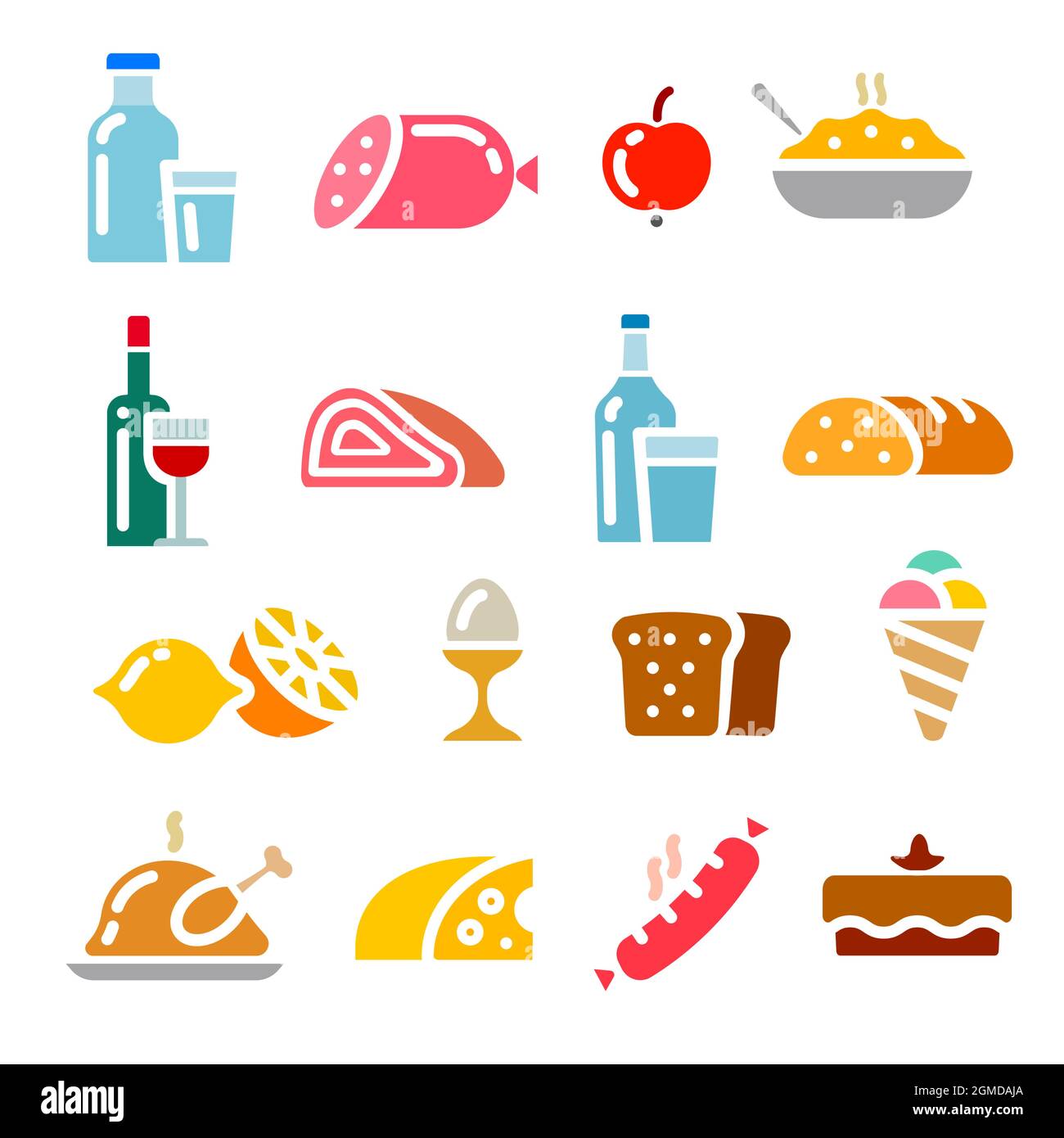 illustration des produits alimentaires et des repas icônes et ...