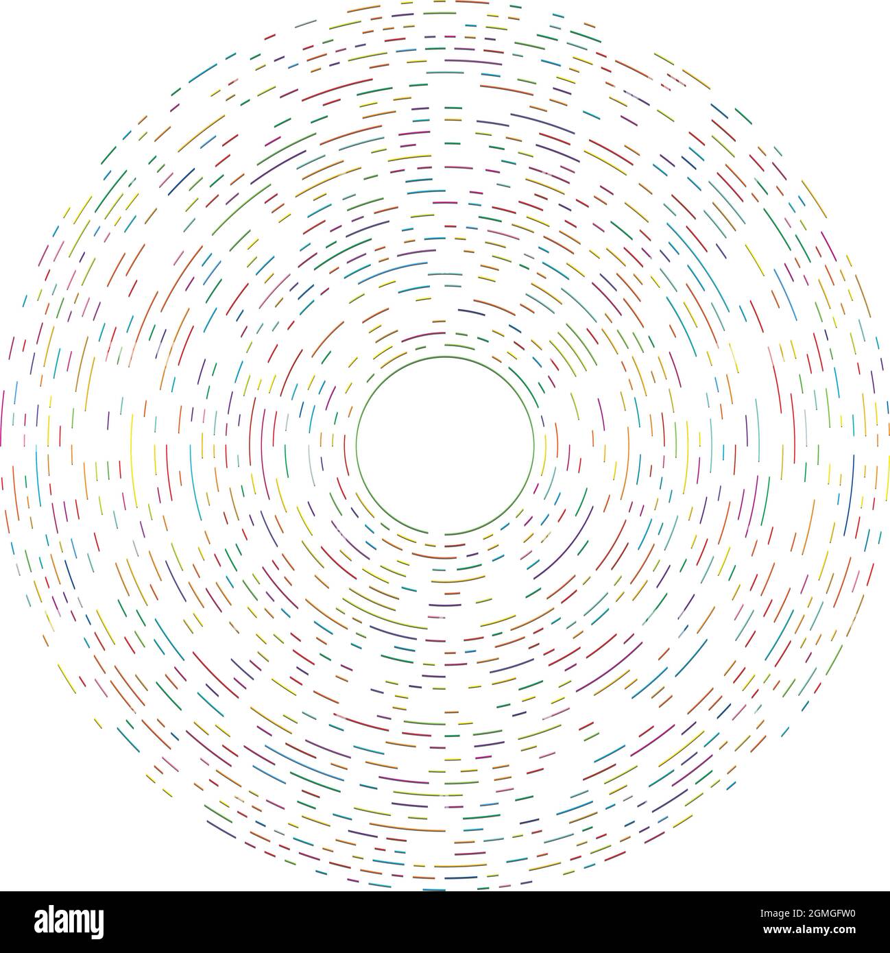 Cercles circulaires et concentriques segmentés colorés. Radiales ...