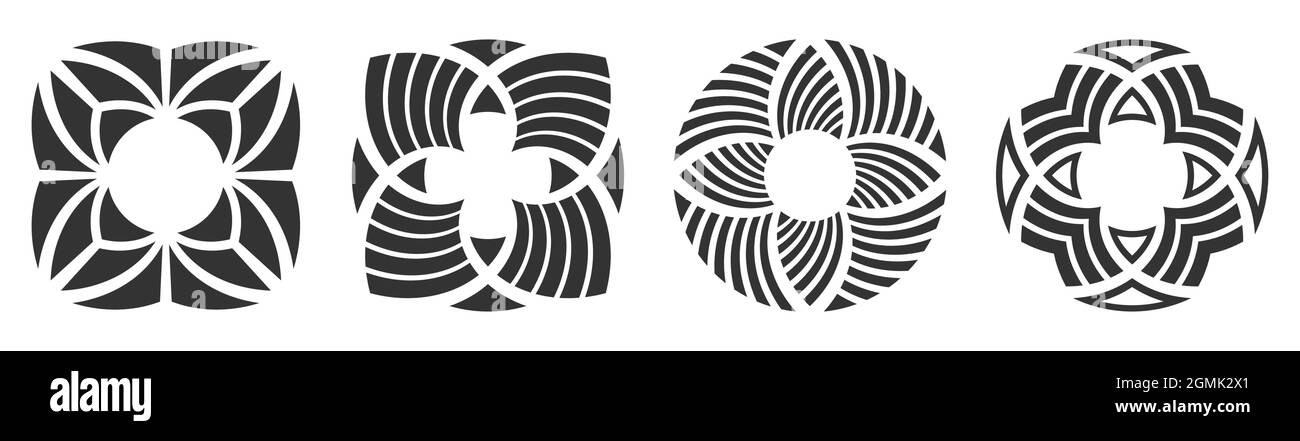 Ensemble de quatre signes, icônes, isolés sur fond blanc. Formes ...