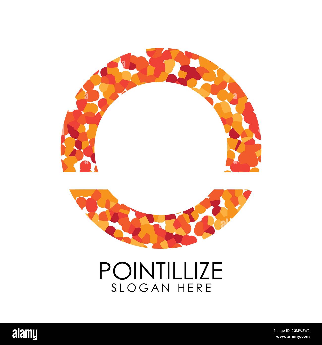 Logo lettre O en effet pointillize. Logo de la lettre de marquage sur ...