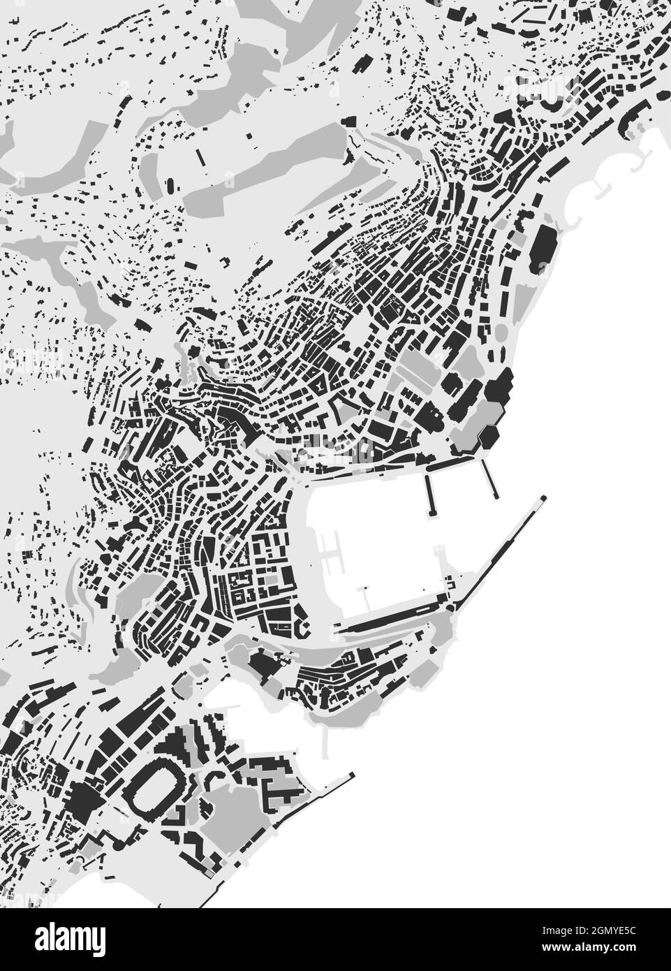 Carte de la ville urbaine de Monaco. Illustration vectorielle, affiche graphique Monaco Map en ...