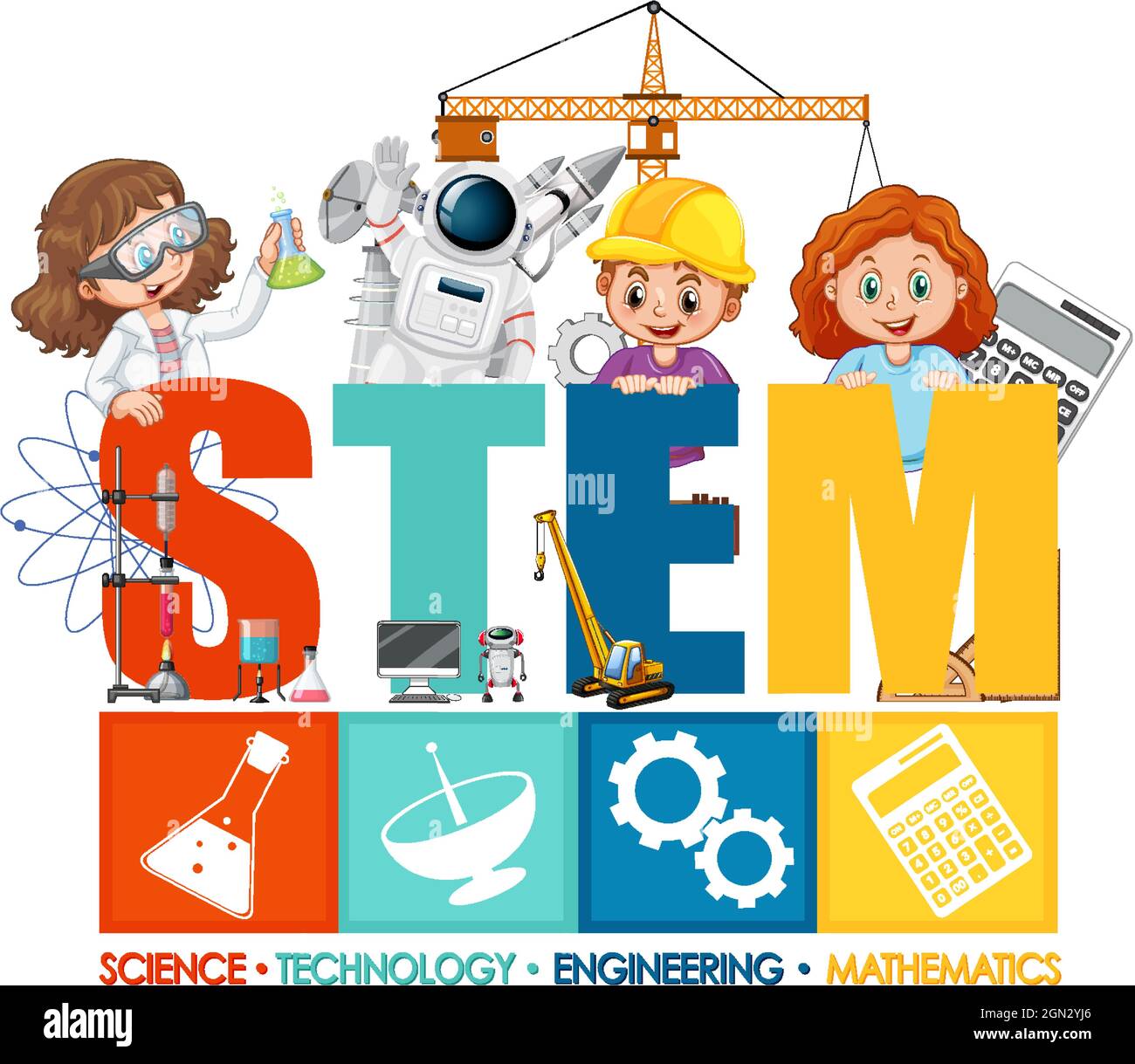 LOGO STEM Education avec illustration du personnage de dessin animé ...