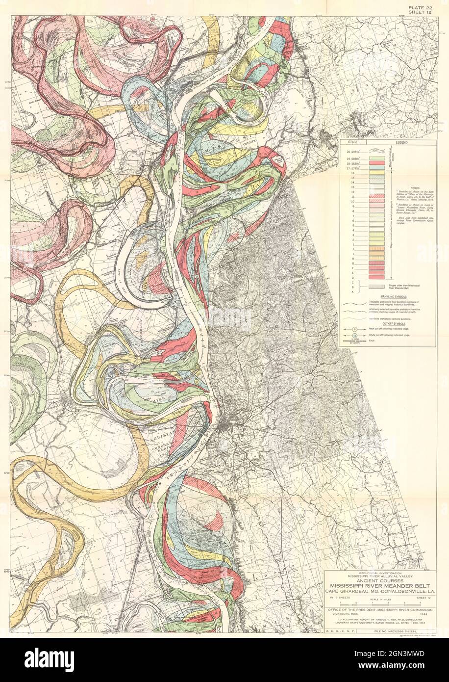 Harold Fisk Meandering Mississippi cours anciens de la vallée alluviale ...
