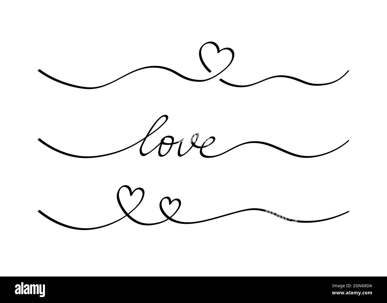 Séparateur tourbillon coeur et amour. Dessin à la main, style de ...