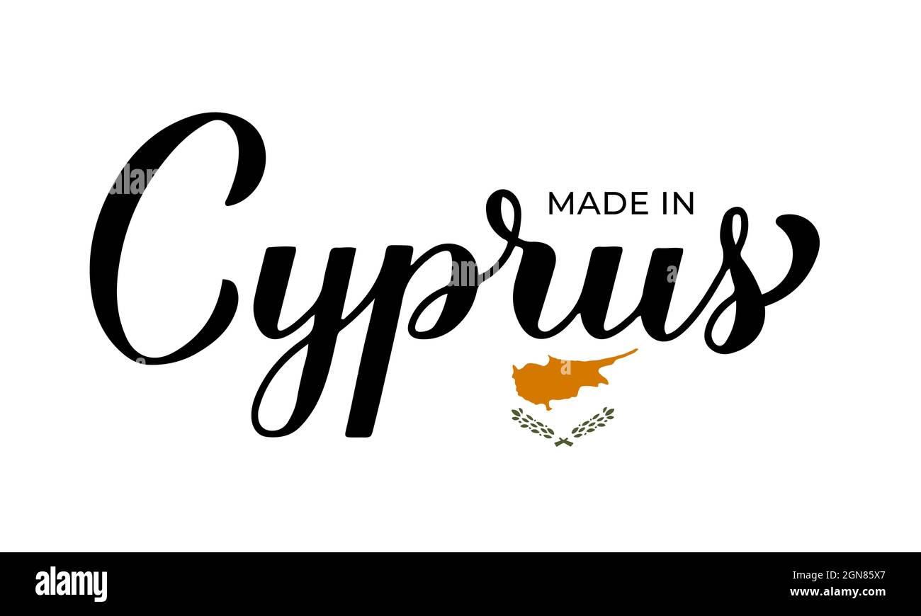 Fabriqué en étiquette manuscrite de Chypre. Lettrage à la main ...