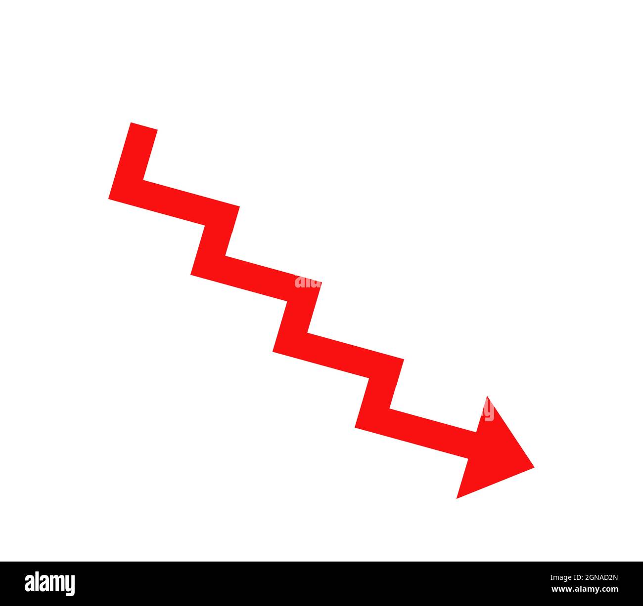 Flèche de réduction isolée sur fond blanc, signe de diminution Image ...