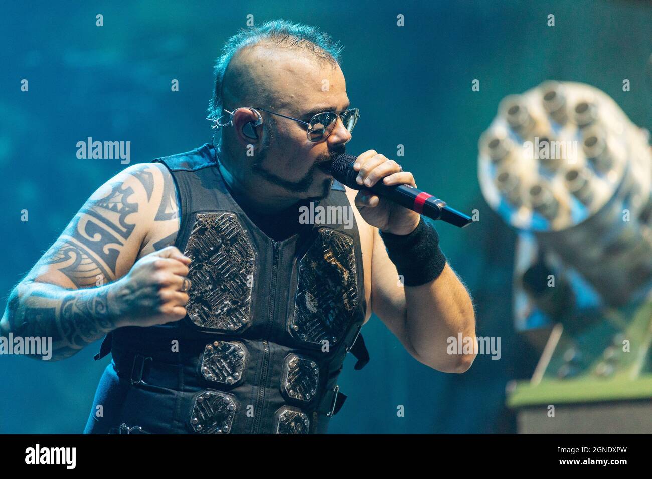 Joakim Broden de Sabaton au Miller High Life Theatre le 22 septembre ...