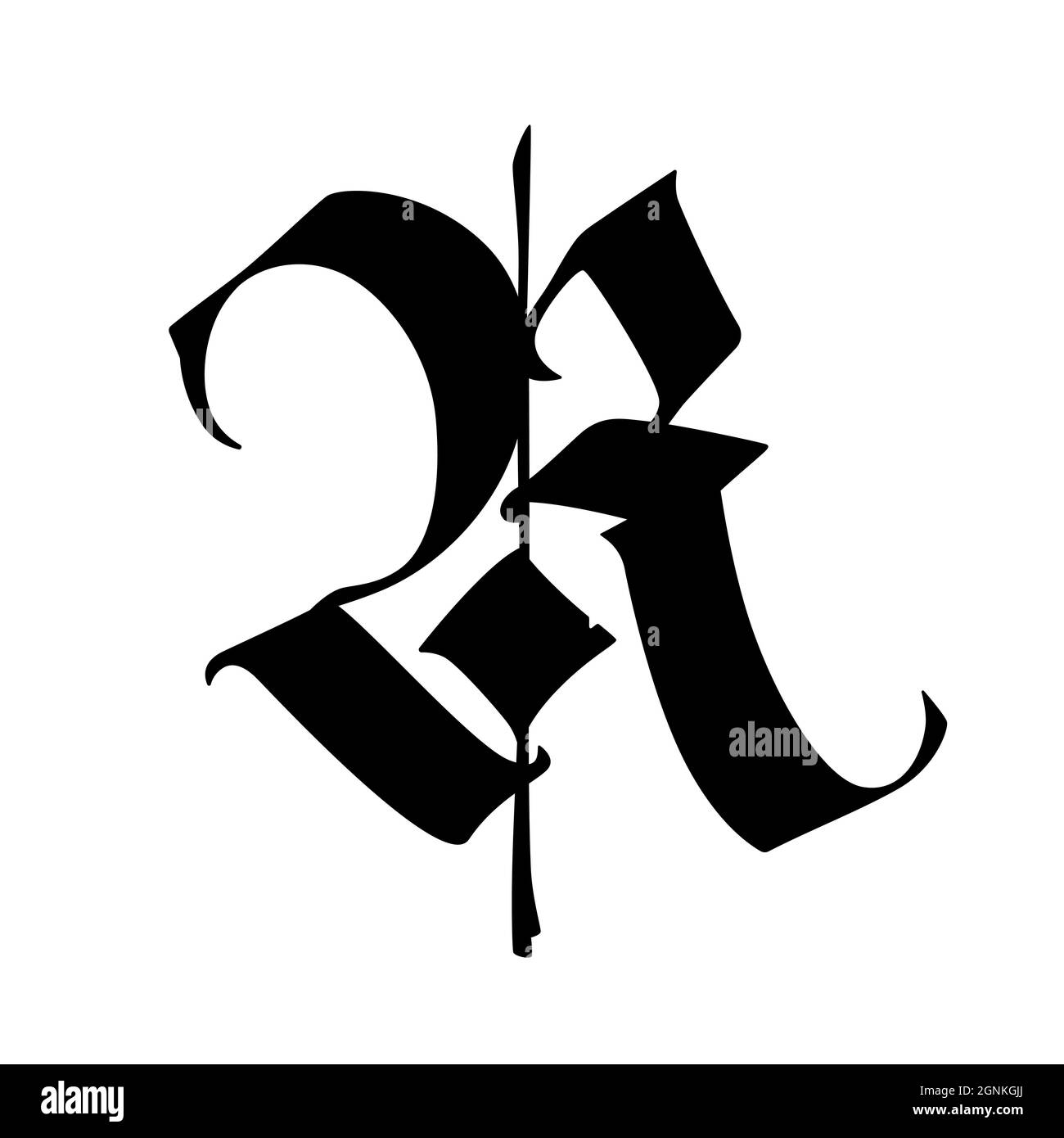 Lettre R dans le style gothique. Vecteur. Alphabet. Le symbole est ...