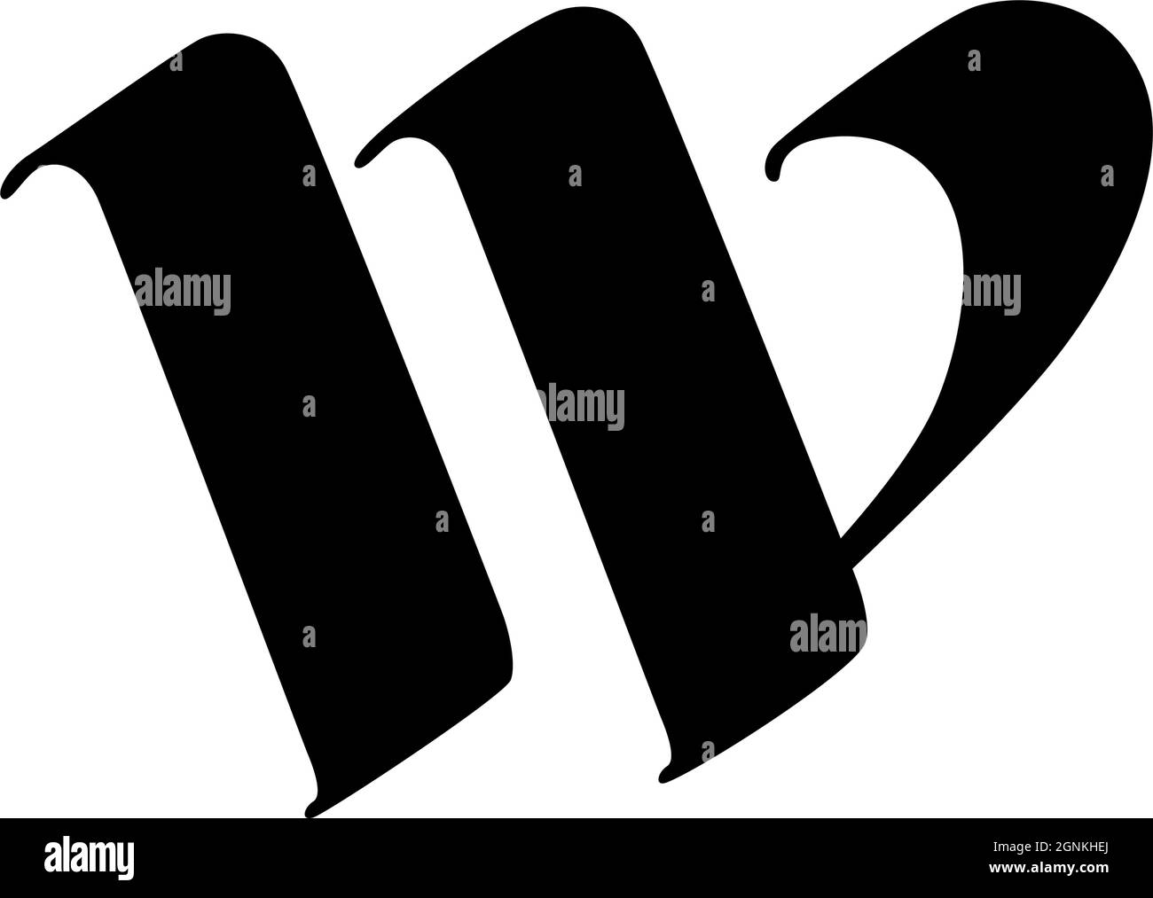 Lettre W de style gothique. Vecteur. Alphabet. Le symbole est isolé sur ...