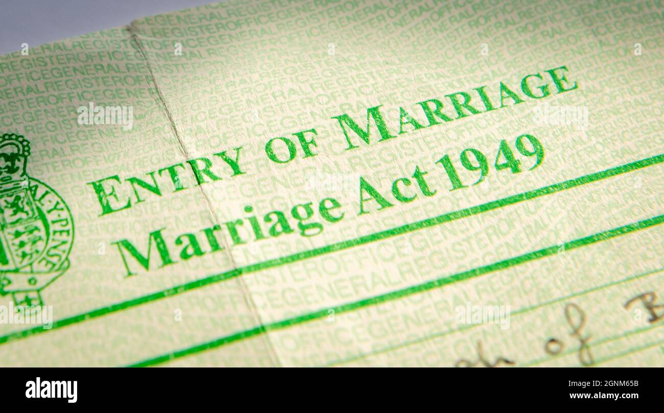 Certificat de mariage Banque de photographies et d’images à haute résolution - Alamy