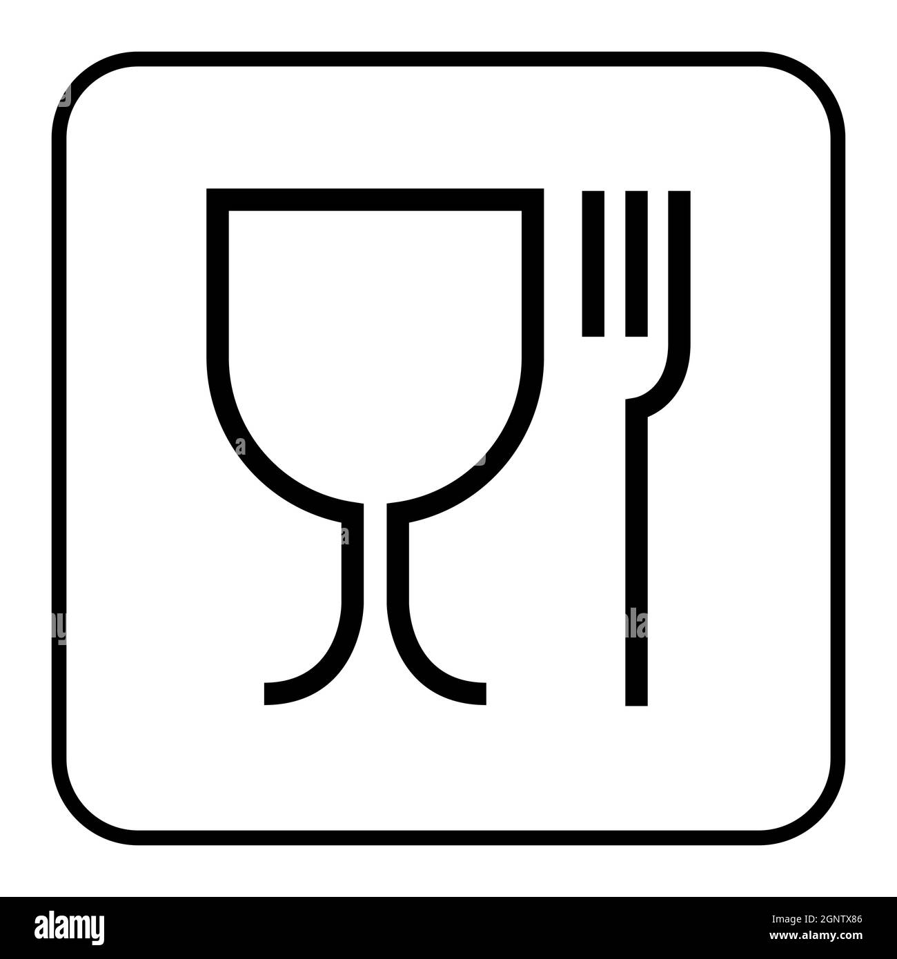 Icône de qualité alimentaire, pictogramme, contact plastique, fourche ...