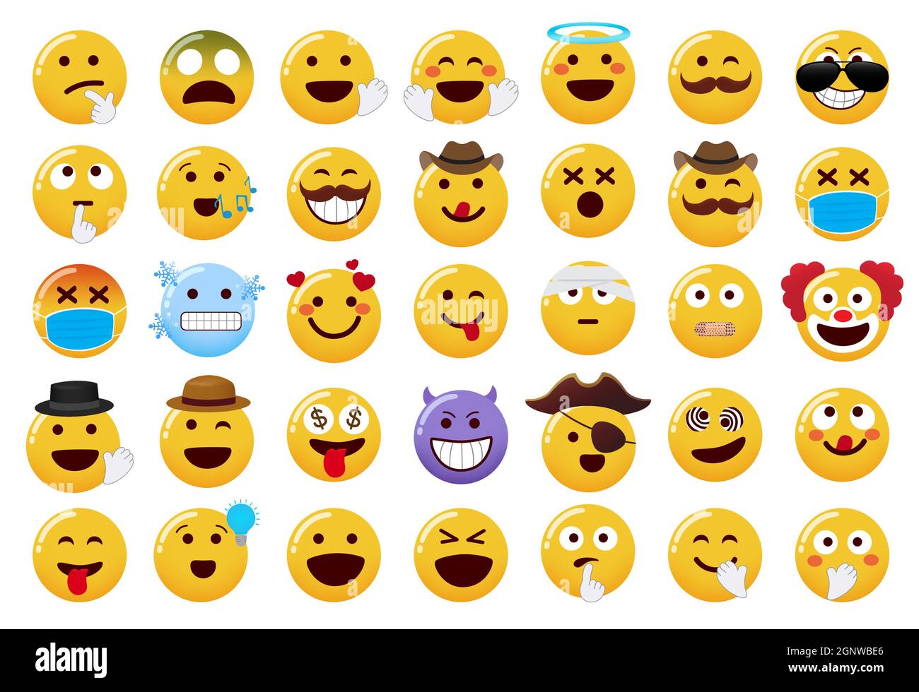 Ensemble de vecteurs émoticônes smileys. Émoticônes de caractères avec ...