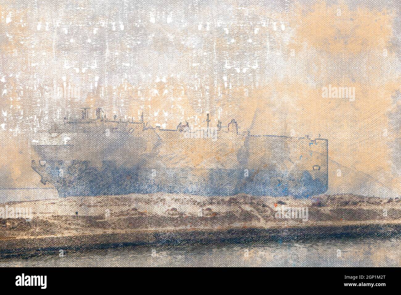 Un navire de type ro-ro naviguant sur le canal de Suez. RORO navire qui ...