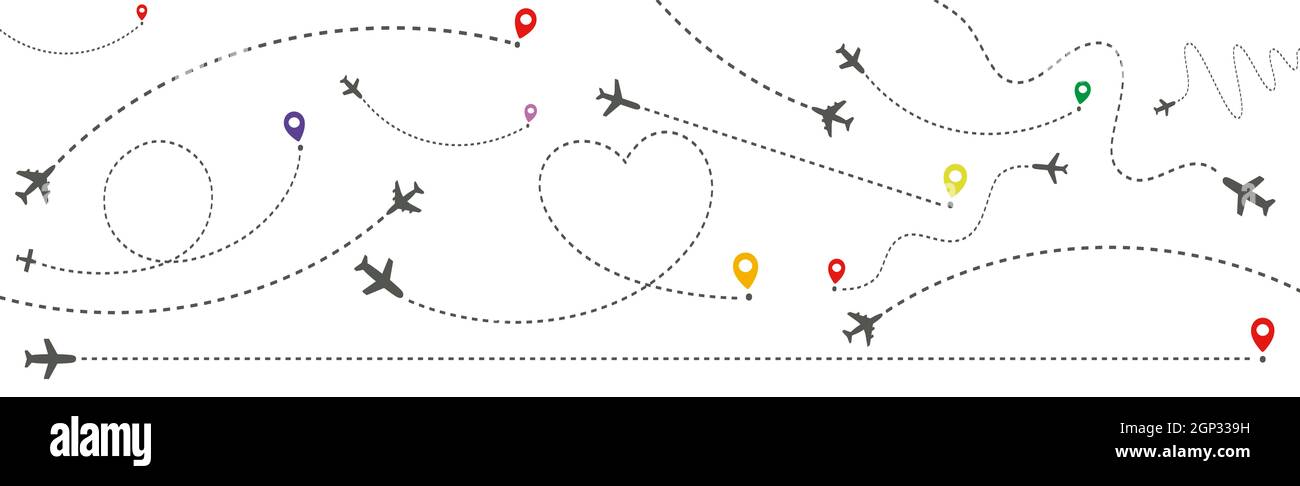 Une sélection de différentes routes aériennes sur fond blanc ...