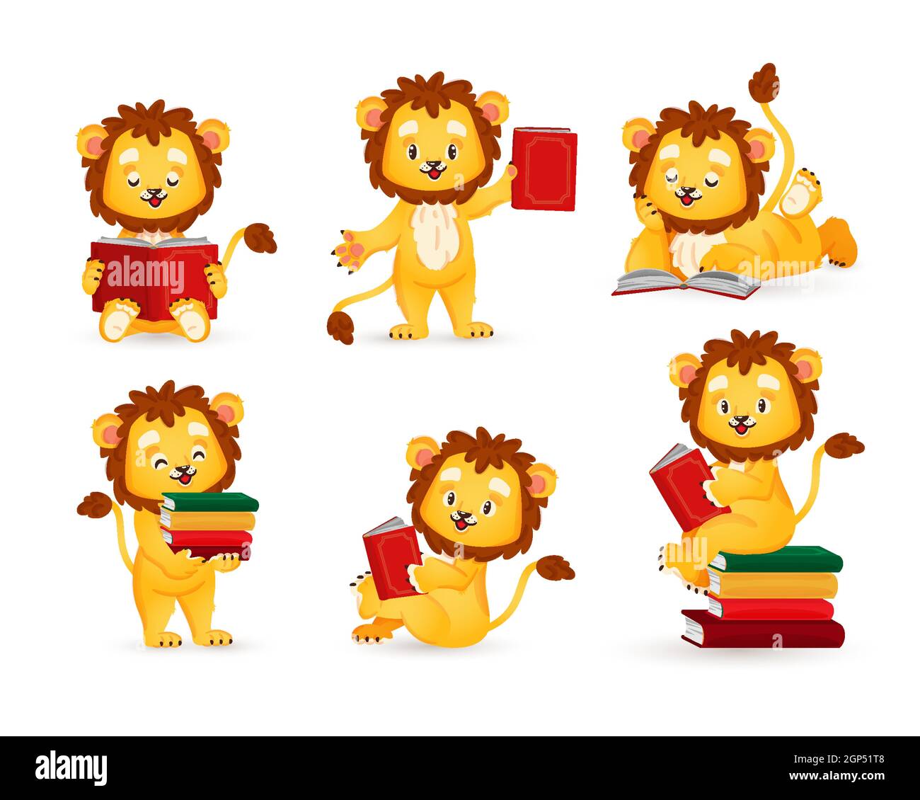 Un petit lion est la lecture d'un livre, un ensemble de figurines d ...