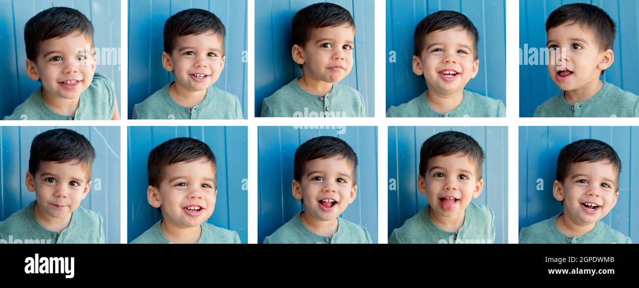 Séquence avec différents gestes d'un garçon gitan drôle Photo Stock - Alamy