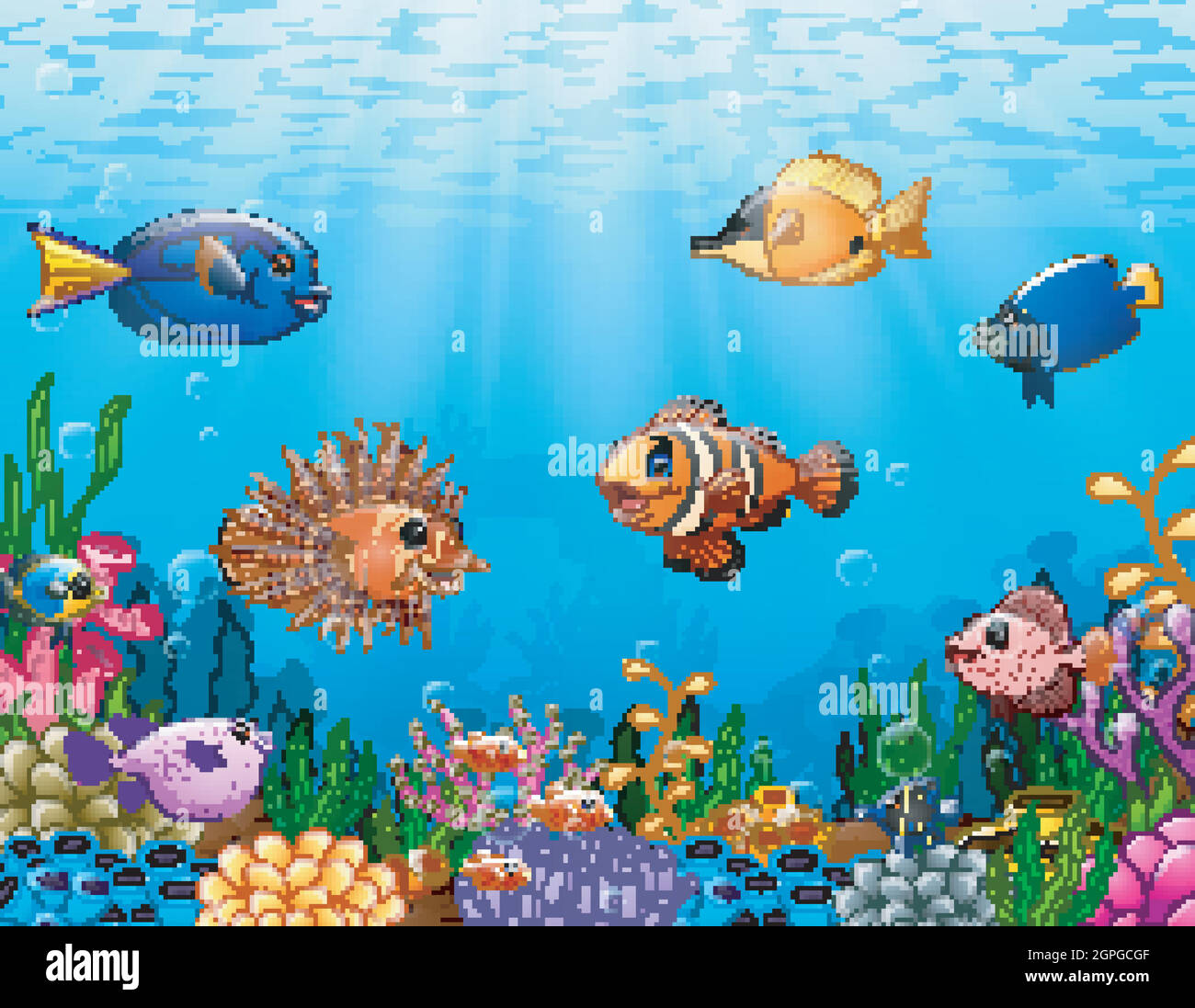 Poisson de dessin animé sous la mer Image Vectorielle Stock - Alamy