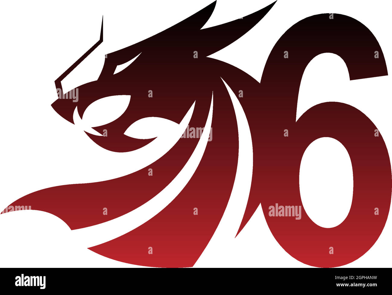 Icône du logo numéro 6 avec vecteur de dessin dragon Image Vectorielle ...
