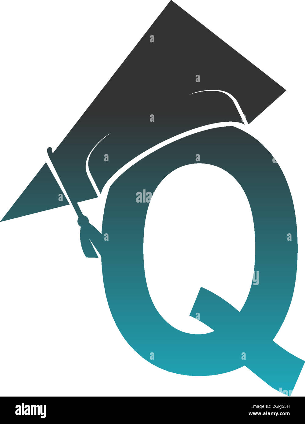 Logo de la lettre Q avec motif de chapeau de graduation vectoriel Image ...