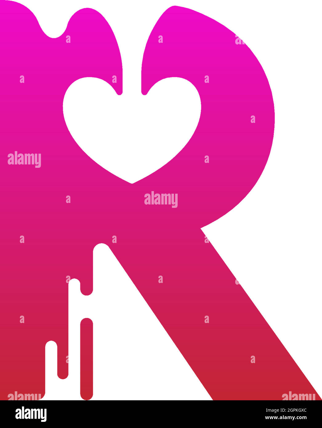 Modèle de logo lettre R avec symbole d'amour en fusion Image ...