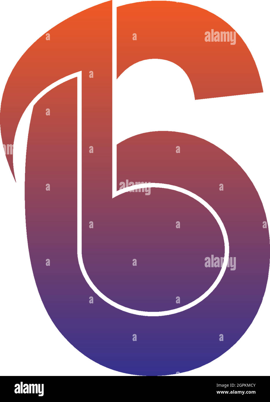 Icône de logo numéro 6 avec modèle de symbole de dessin de note ...